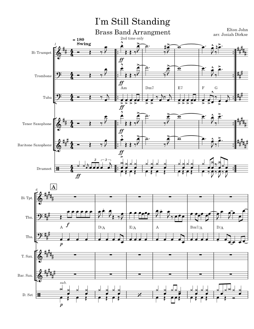 I'm Still Standing for Brass Band Sheet music for Trombone, Tuba, Saxophone tenor, Saxophone ...
