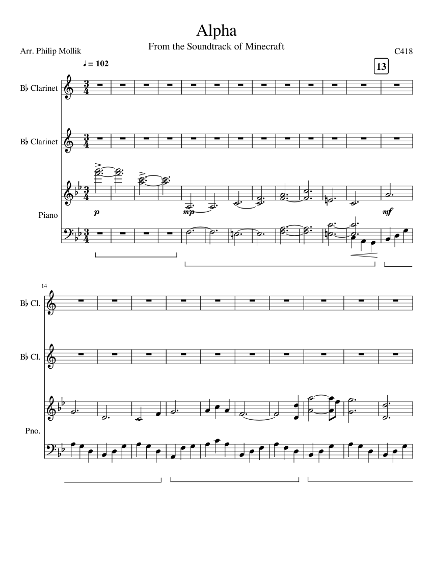Alpha Sheet music for Piano, Clarinet in b-flat (Mixed Trio ...