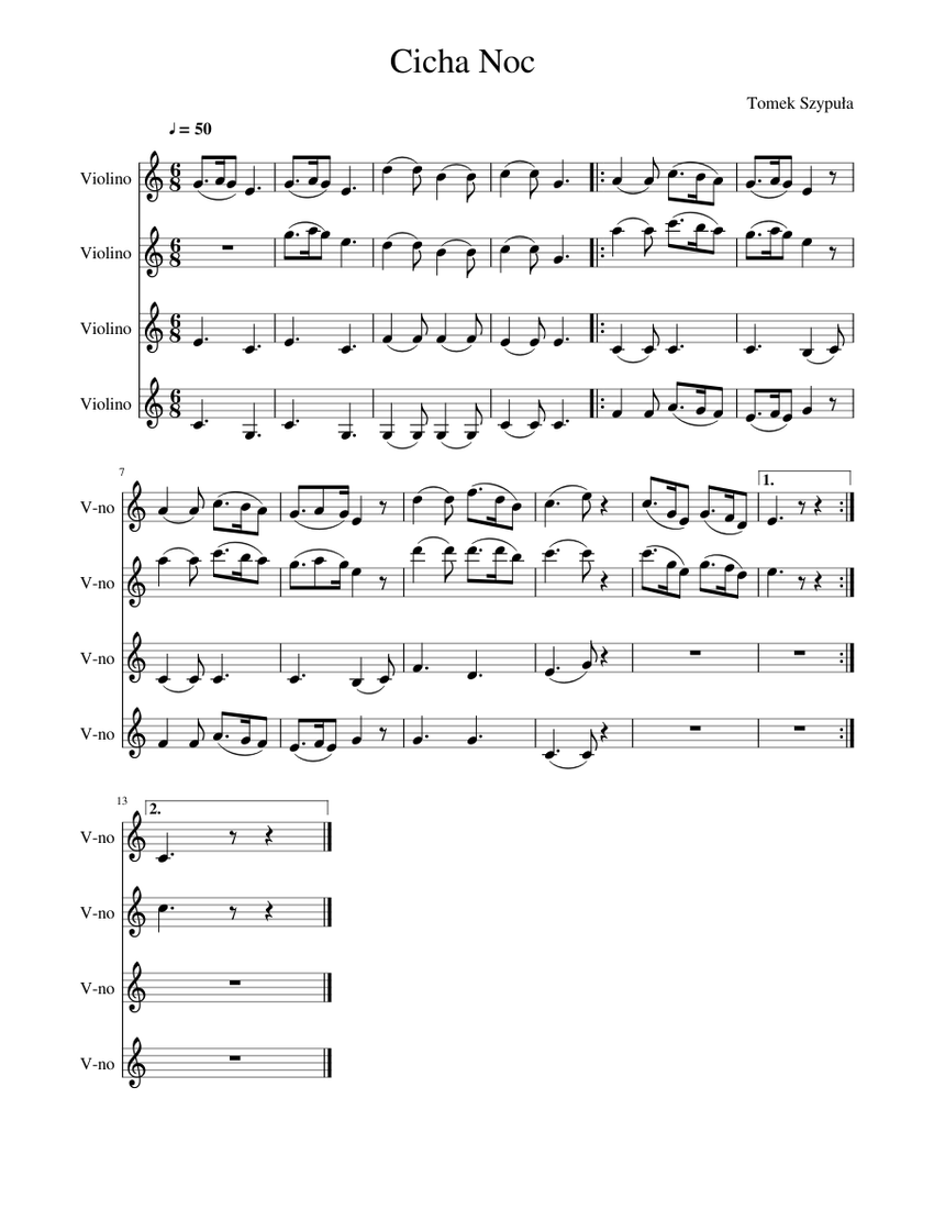 Cicha Noc Sheet music for Violin (Mixed Quartet) | Musescore.com