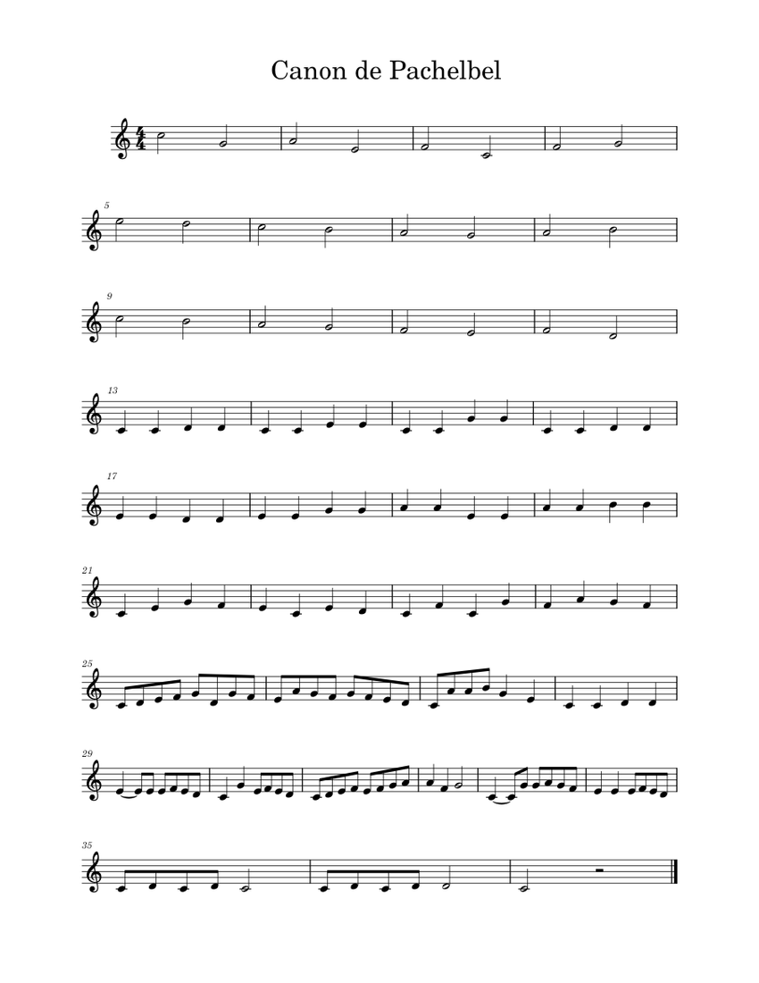 Canon de Pachelbel. Sheet music for Piano (Solo) | Musescore.com