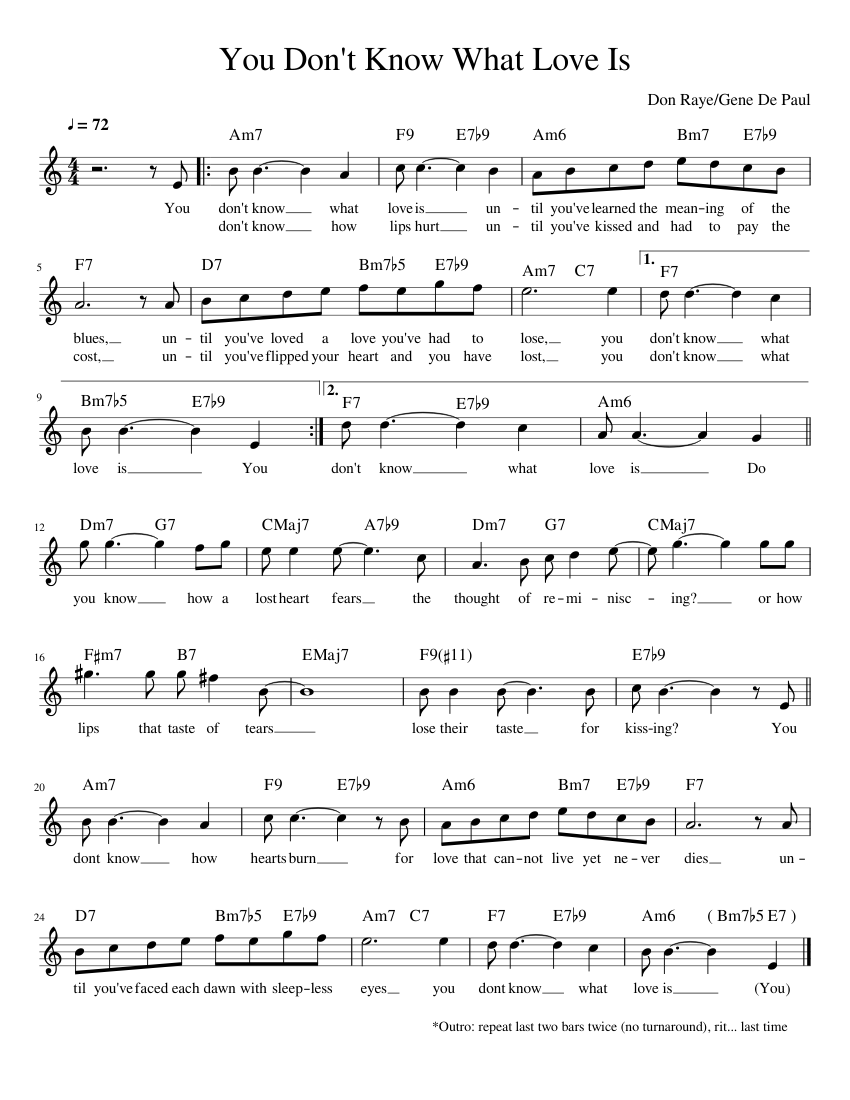 You Don't Know What Love Is Sheet Music with Chords for Piano (Solo) easy | MuseScore.com
