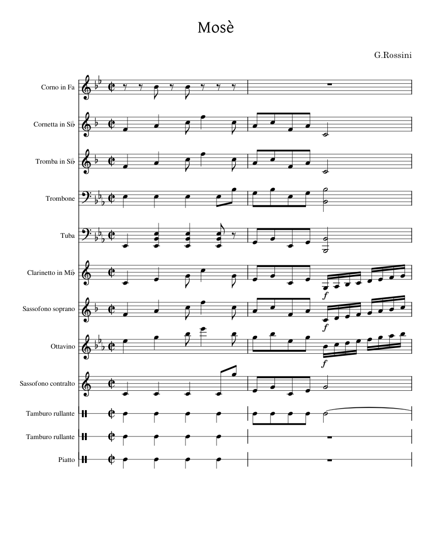 Mosè – G.ROSSINI Mosè marcia sinfonica Sheet Music for Trombone, Cornet ...