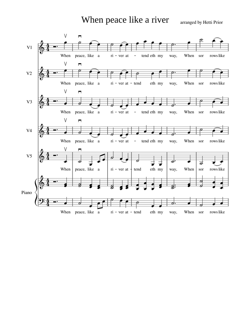 When peace like a river Sheet music for Piano, Violin (Piano Sextet ...