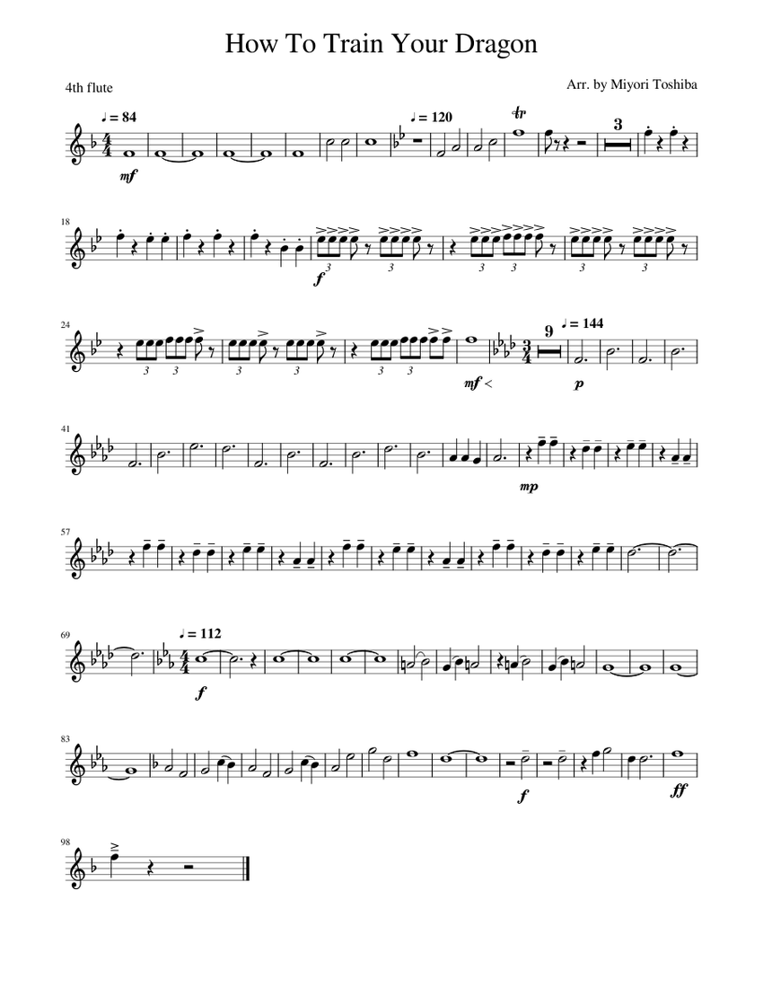 How To Train Your Dragon 4th flute Sheet music for Flute (Solo ...