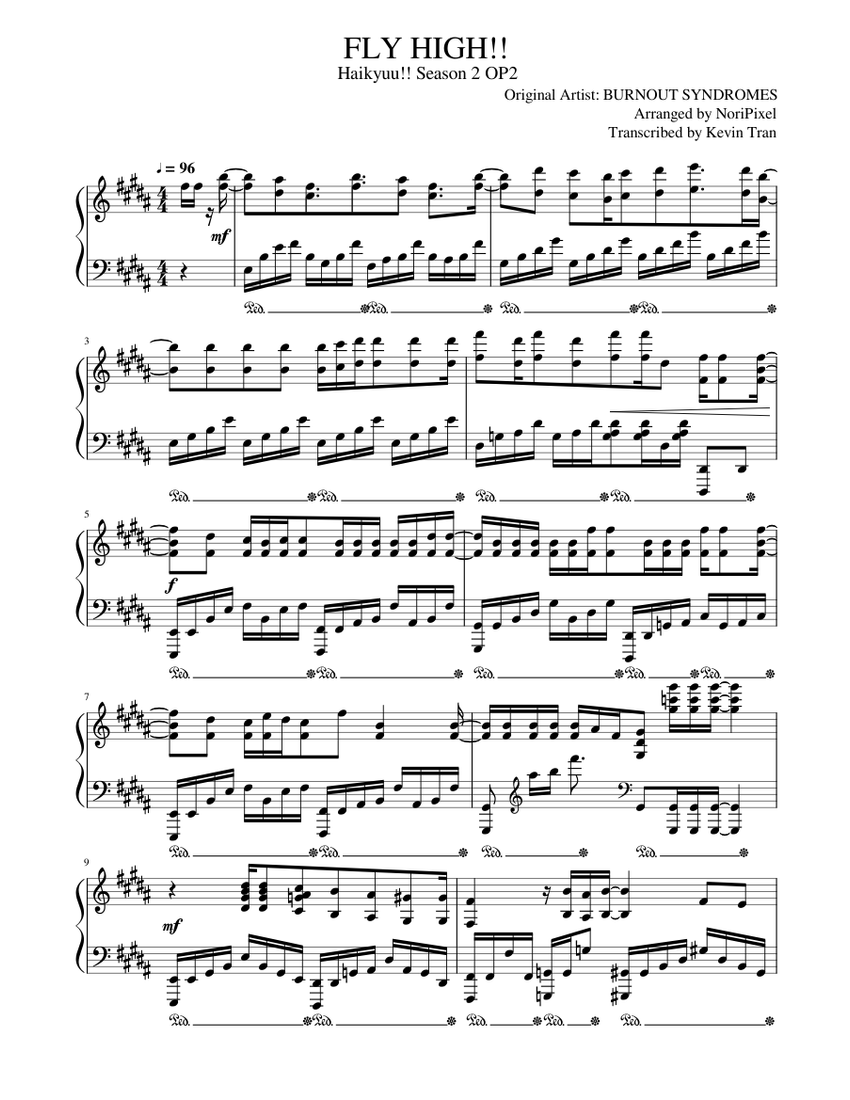 FLY HIGH!! - Haikyuu!! Season 2 OP 2 | NoriPixel Sheet music for Piano ...