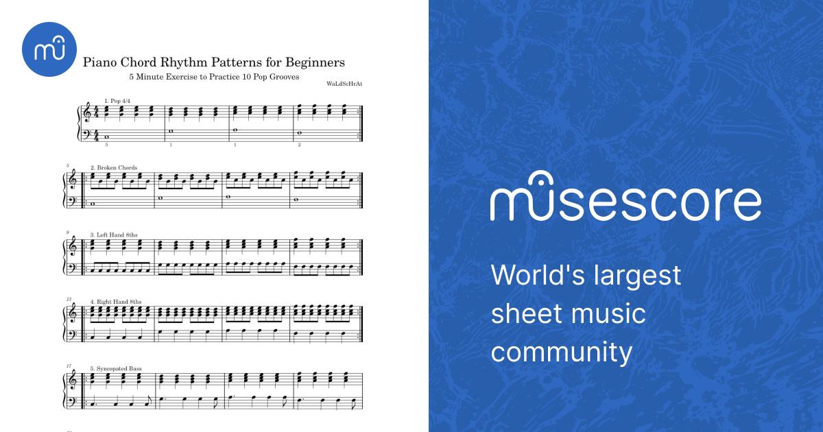 Piano Chord Rhythm Patterns for Beginners Sheet Music for Piano (Solo ...