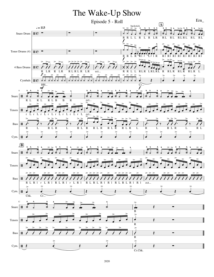Roll - Drumline Cadence Sheet music for Crash (Marching Band ...