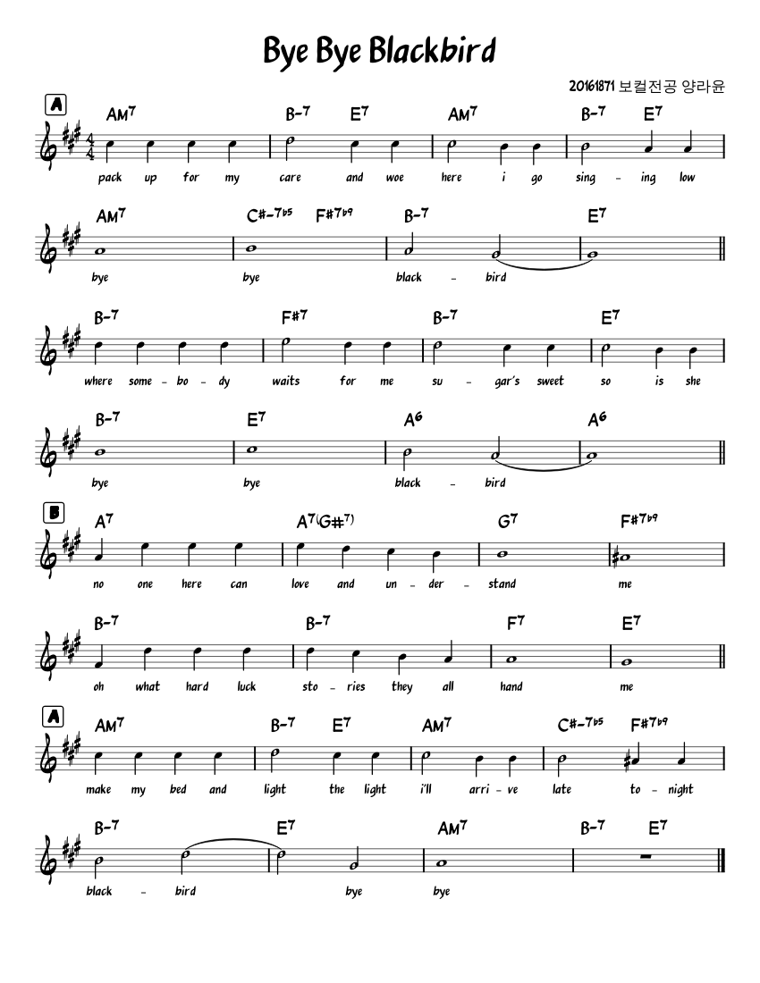 Bye_Bye_Blackbird Sheet music for Piano (Solo) | Musescore.com