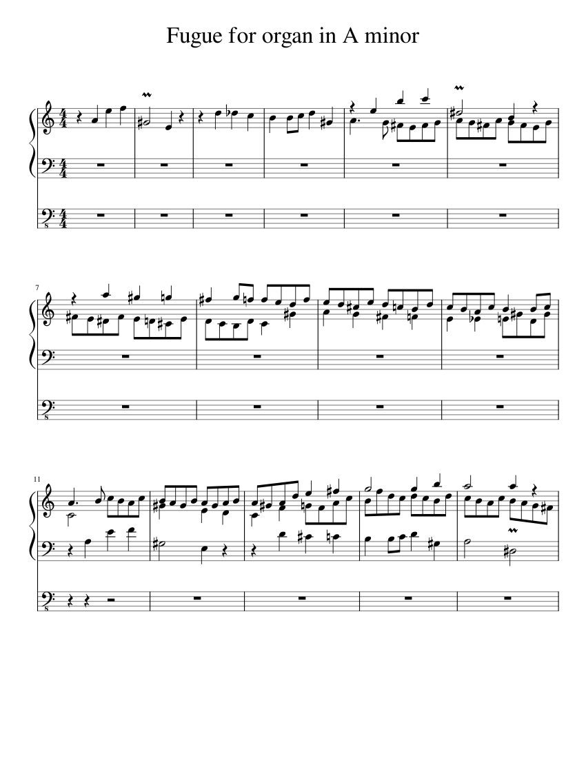 Fugue for organ in A minor Sheet music for Organ (Solo) | Musescore.com