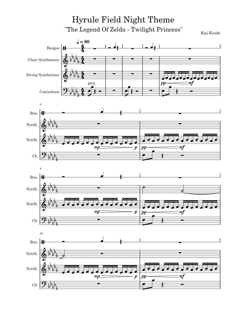 Hyrule Field Night Theme – LoZ Twilight Princess Sheet music for ...