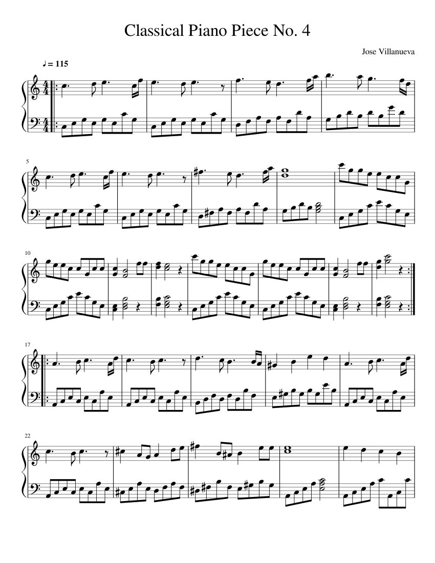 Classical Piano Piece No. 4 Sheet music for Piano (Solo) Easy ...