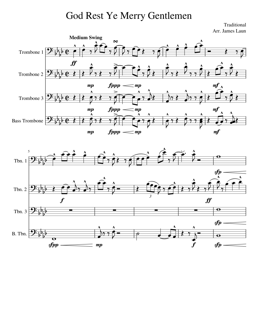 God_Rest_Ye_Merry_Gentlemen Sheet music for Trombone, Trombone bass ...