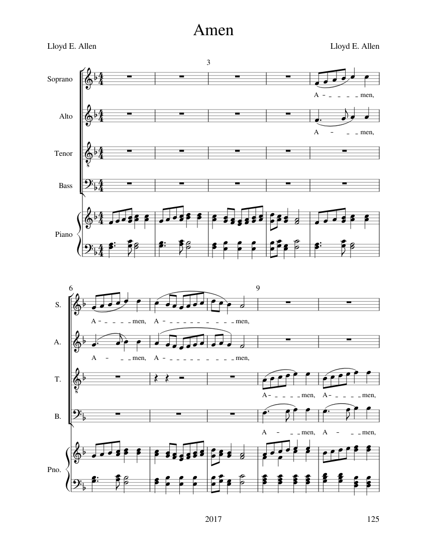 Amen Sheet Music for Piano, Soprano, Alto, Tenor & more instruments ...