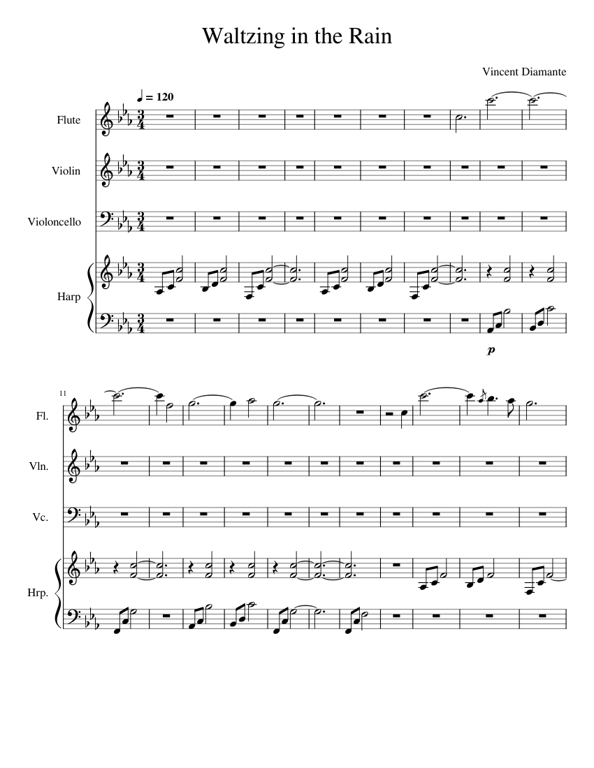 Waltzing in the Rain – Vincent Diamante Sheet music for Flute, Violin ...