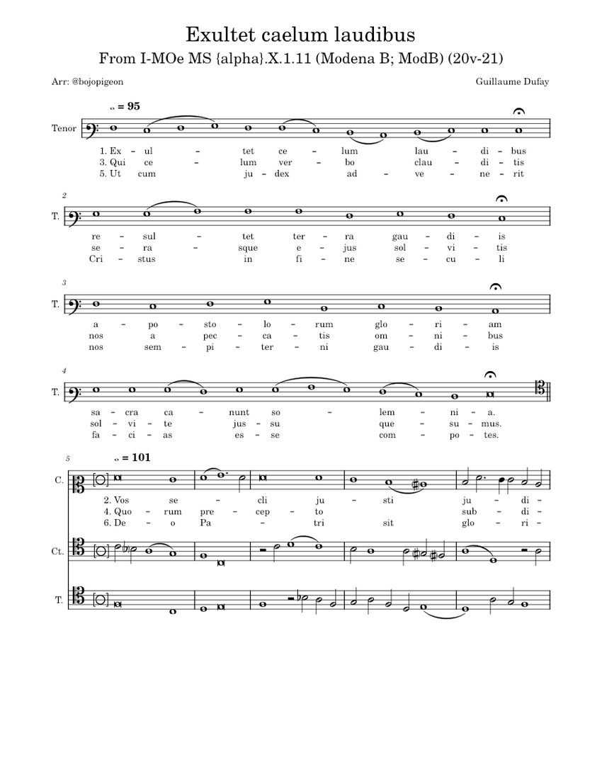 Exultet caelum laudibus – Guillaume Dufay Sheet music for Soprano, Alto ...