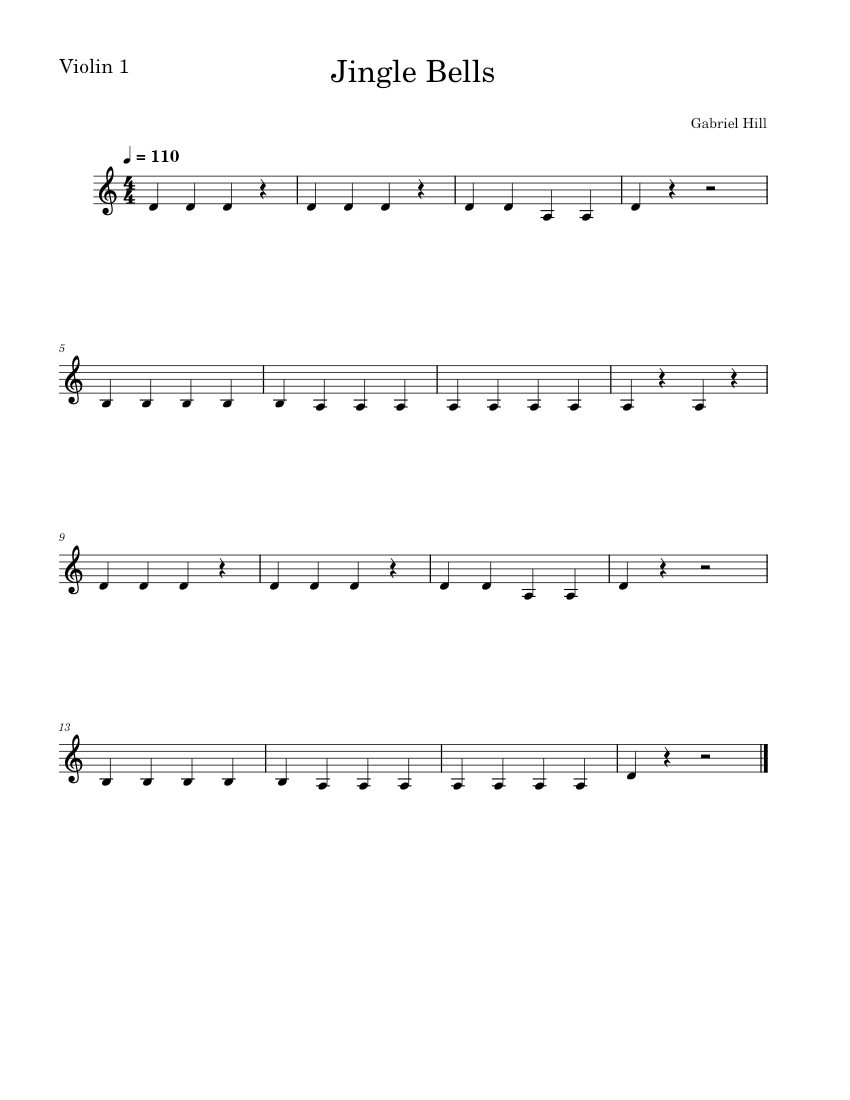 Jingle Bells – James Pierpont Jingle Bells-Violin 1 Sheet music for ...