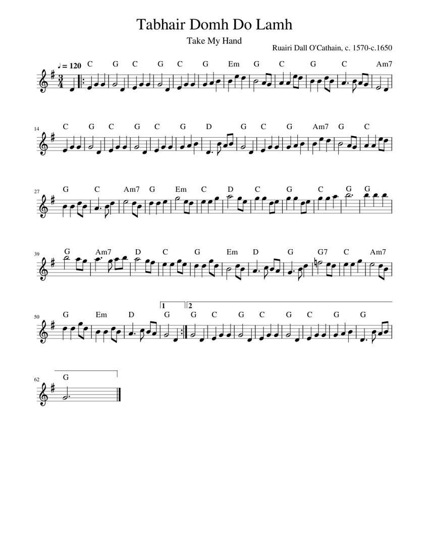 Tabhair Domh Do Lamh Sheet music for Piano (Solo) | Musescore.com