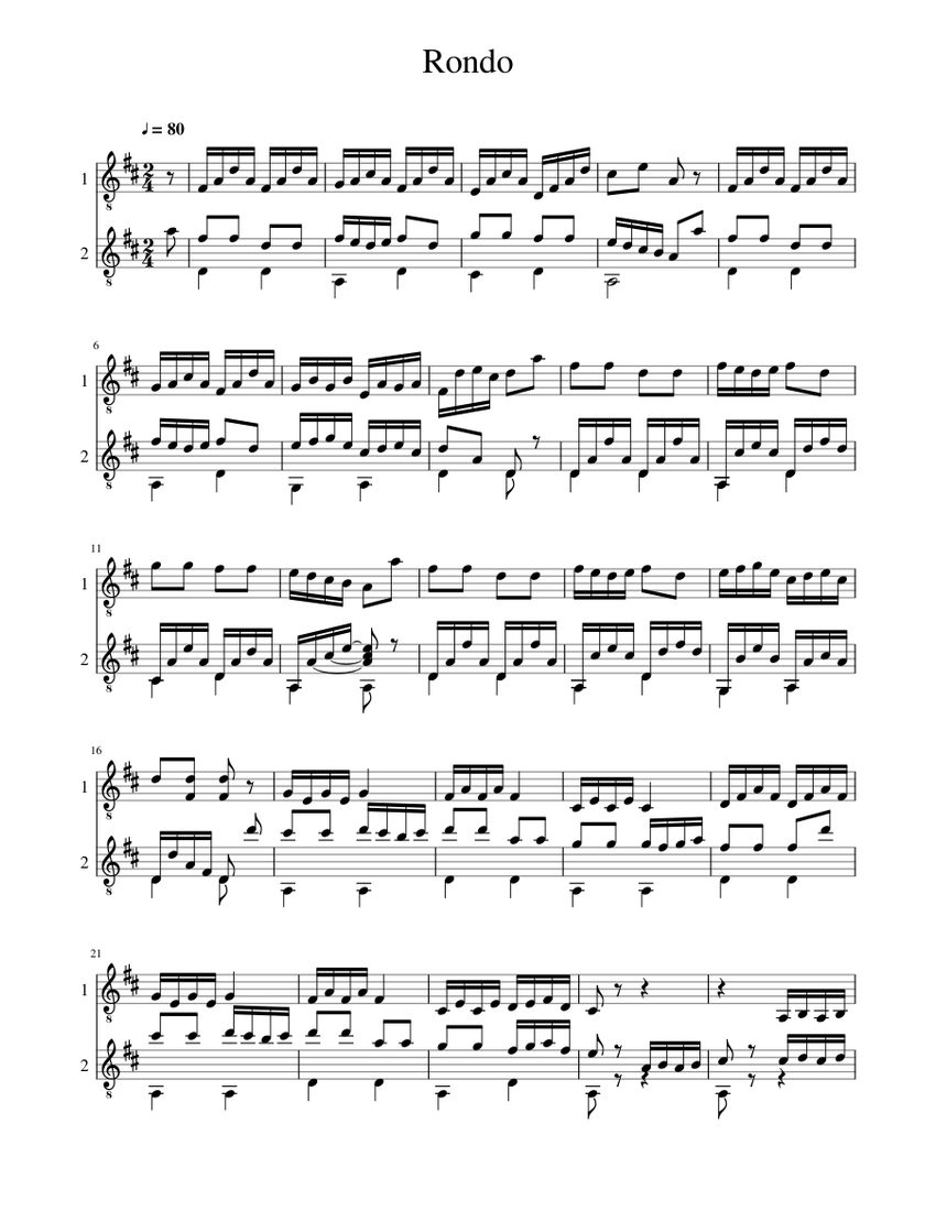 Rondo Sheet music for Guitar (Mixed Duet) | Musescore.com