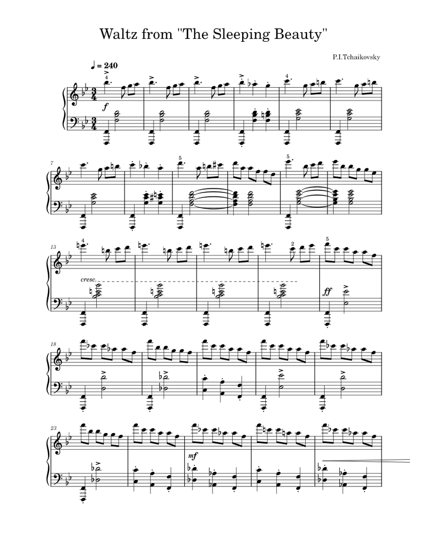 Waltz from "The Sleeping Beauty" – Pyotr Ilyich Tchaikovsky Sheet music ...