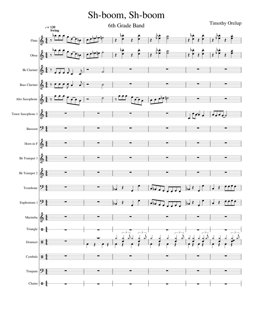 Sh-Boom, Sh-Boom Sheet music for Trombone, Euphonium, Flute, Oboe ...