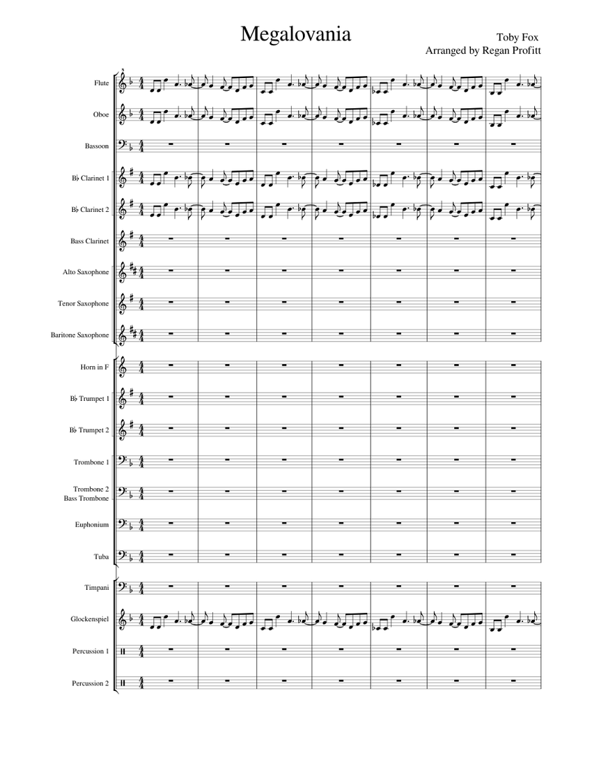 Megalovania Sheet music for Trombone, Euphonium, Tuba, Flute & more instruments (Concert Band ...