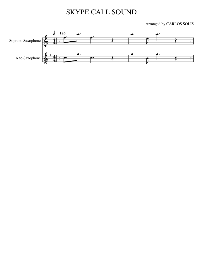 SKYPE CALL SOUND by CARLIT0CHURRIT0 Sheet music for Saxophone alto, Saxophone soprano (Woodwind ...