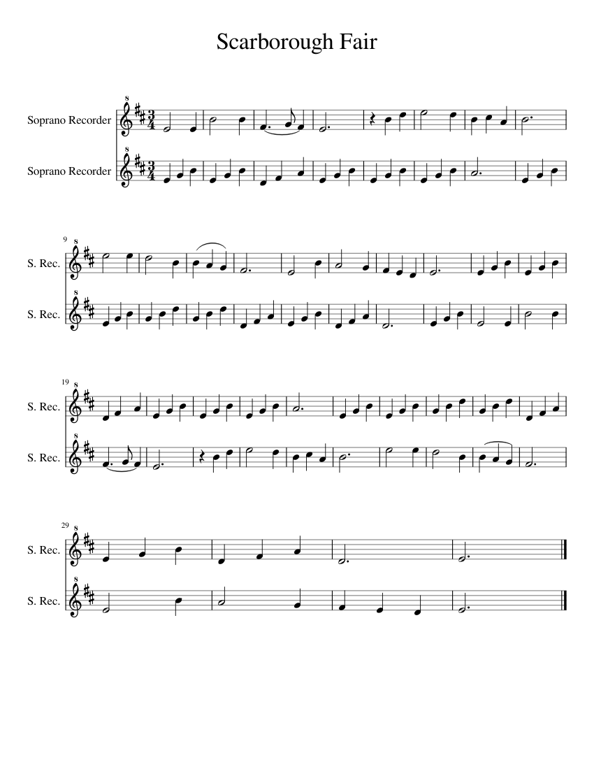 Scarborough fair – Misc Traditional Scarborough fair Sheet music for ...