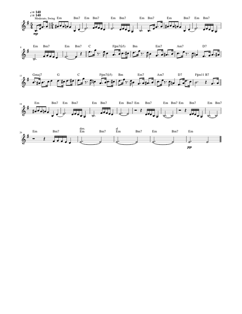 Leadsheet - Take Five - Dave Brubeck Sheet Music with Chords for Flute ...