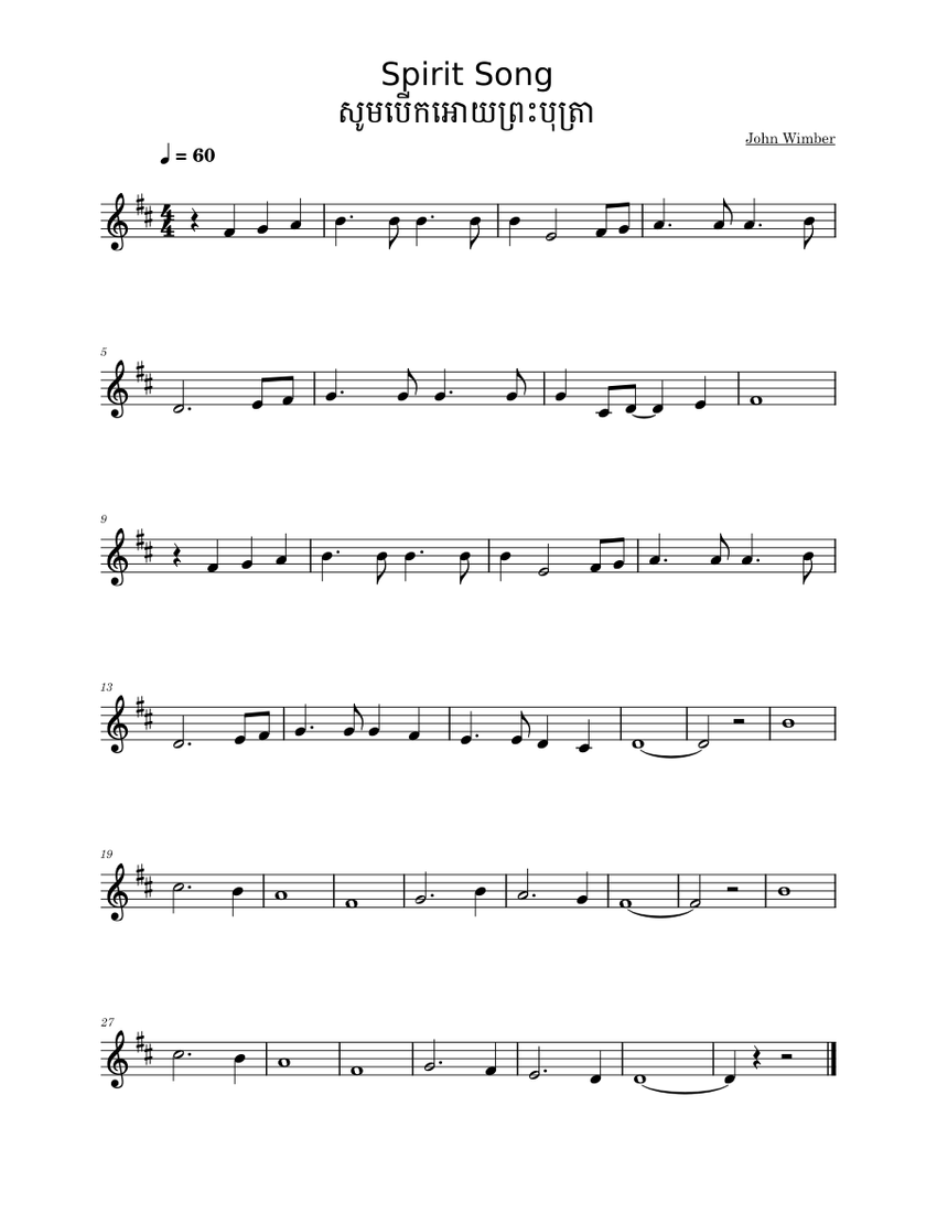 Spirit Song – John Wimber Spirit Song l សូមបើកអោយព្រះបុត្រា - John Wimber- violin Sheet music ...