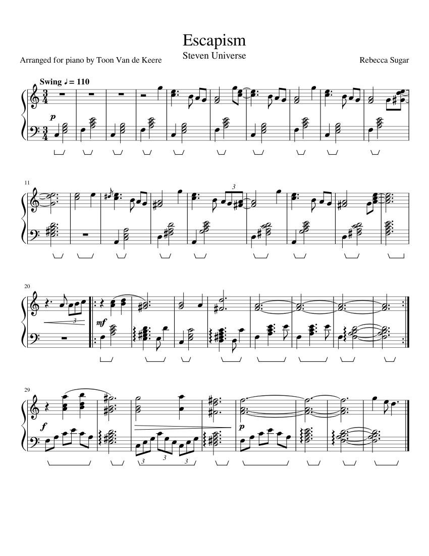 Escapism Sheet music for Piano (Solo) | Musescore.com