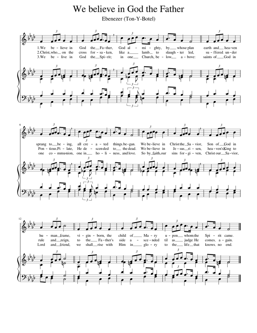 We_believe_in_God_the_Father Sheet Music for Soprano, Organ (Mixed Duet ...