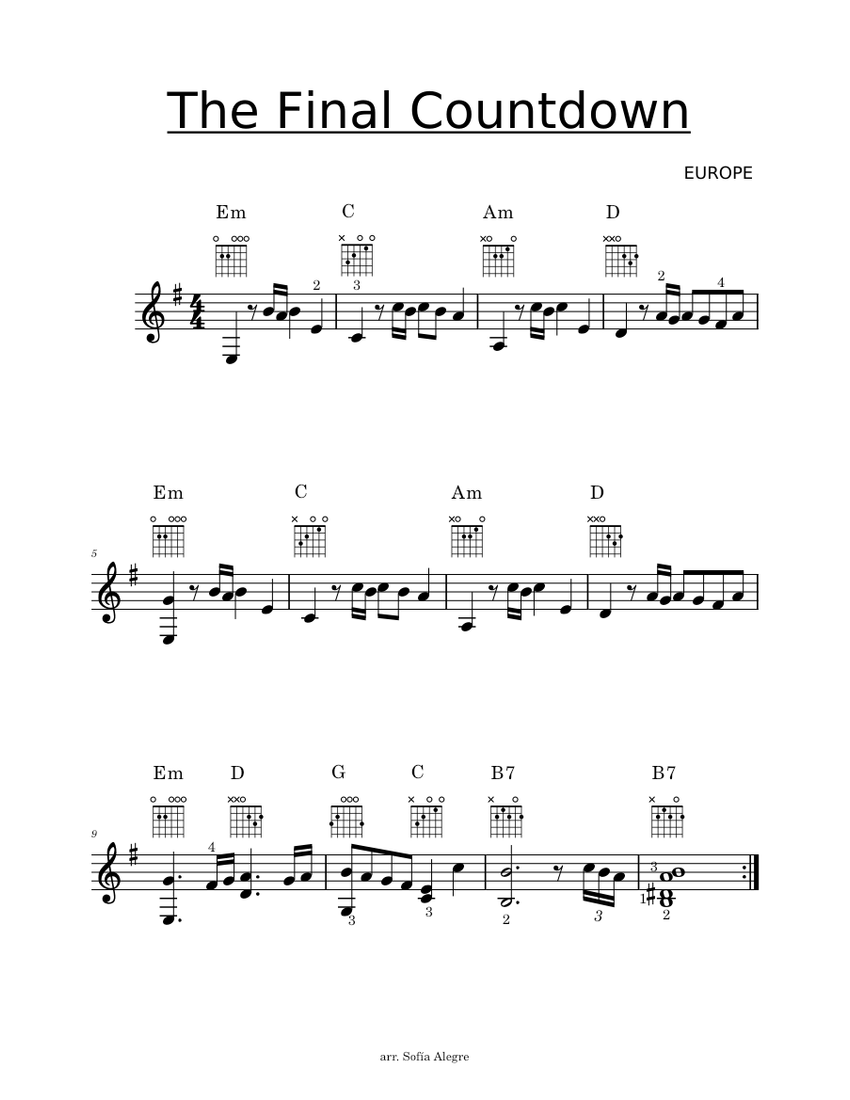 The_Final_Countdown Sheet Music for Piano (Solo) Easy | MuseScore.com