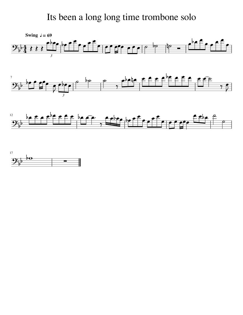 Its been a long long time trombone solo Sheet Music for Trombone (Solo ...