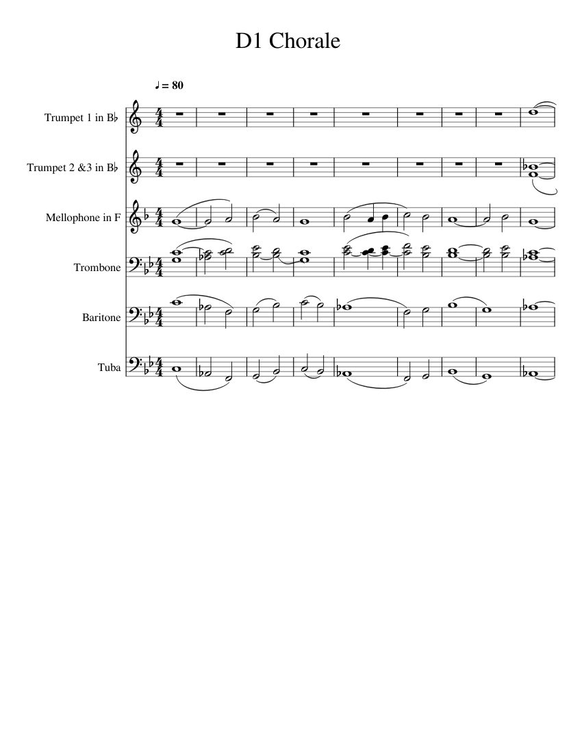 D1 Chorale Sheet music for Trombone, Tuba, Trumpet in b-flat, French ...