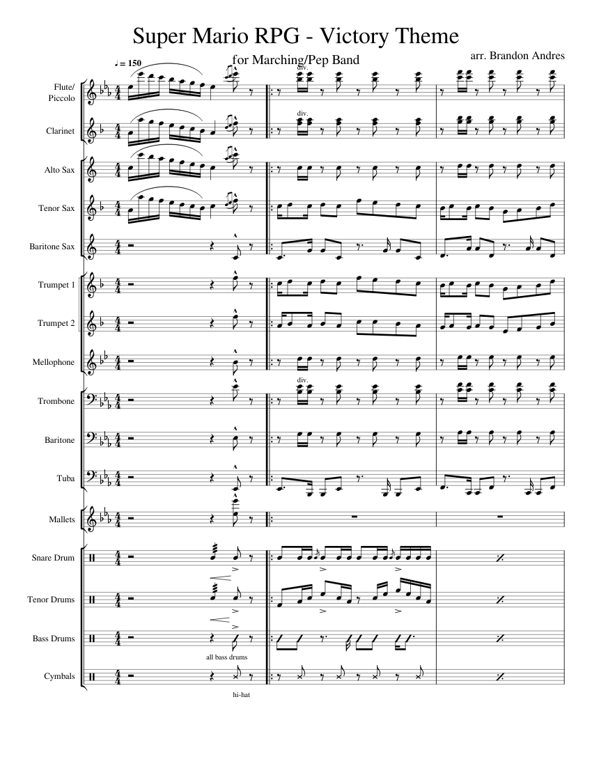 Super Mario RPG Victory Theme Sheet music for Trombone, Tuba ...