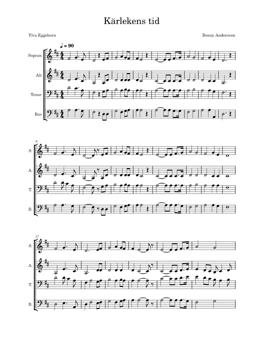 Kärlekens tid – Benny Andersson Kärlekens tid Sheet Music for Soprano ...