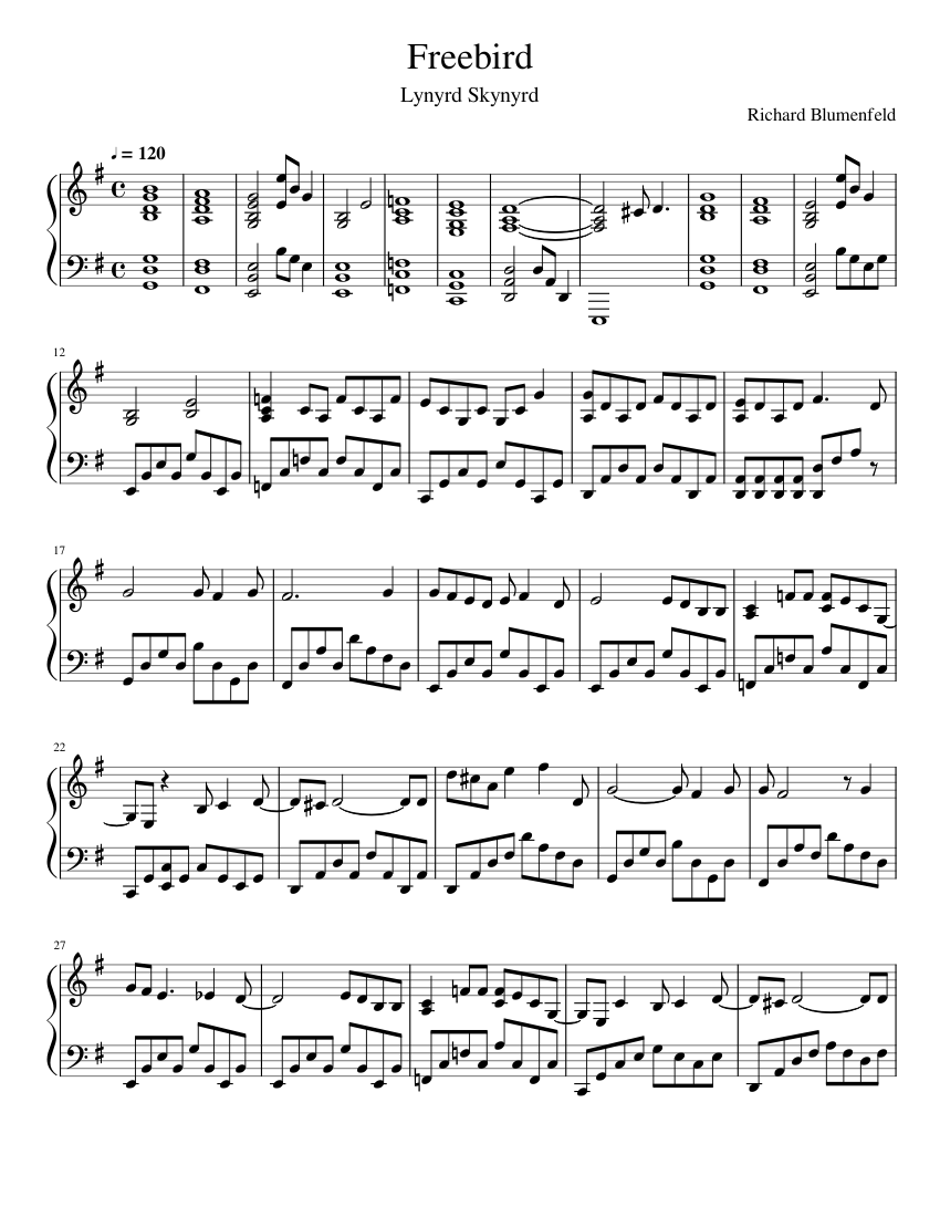 Free Bird Sheet Music for Piano (Solo) | MuseScore.com