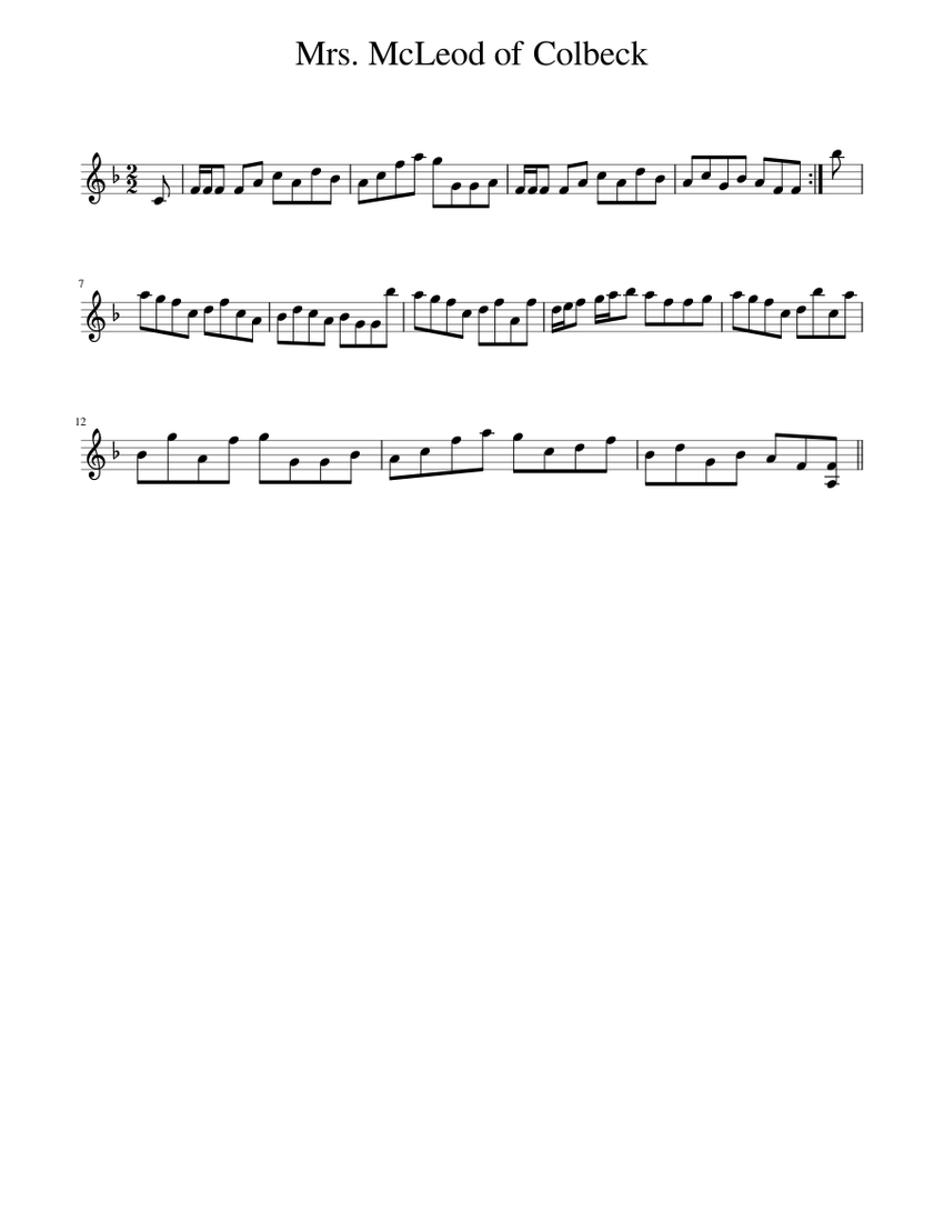Mrs. McLeod of Colbeck Sheet music for Piano (Solo) | Musescore.com