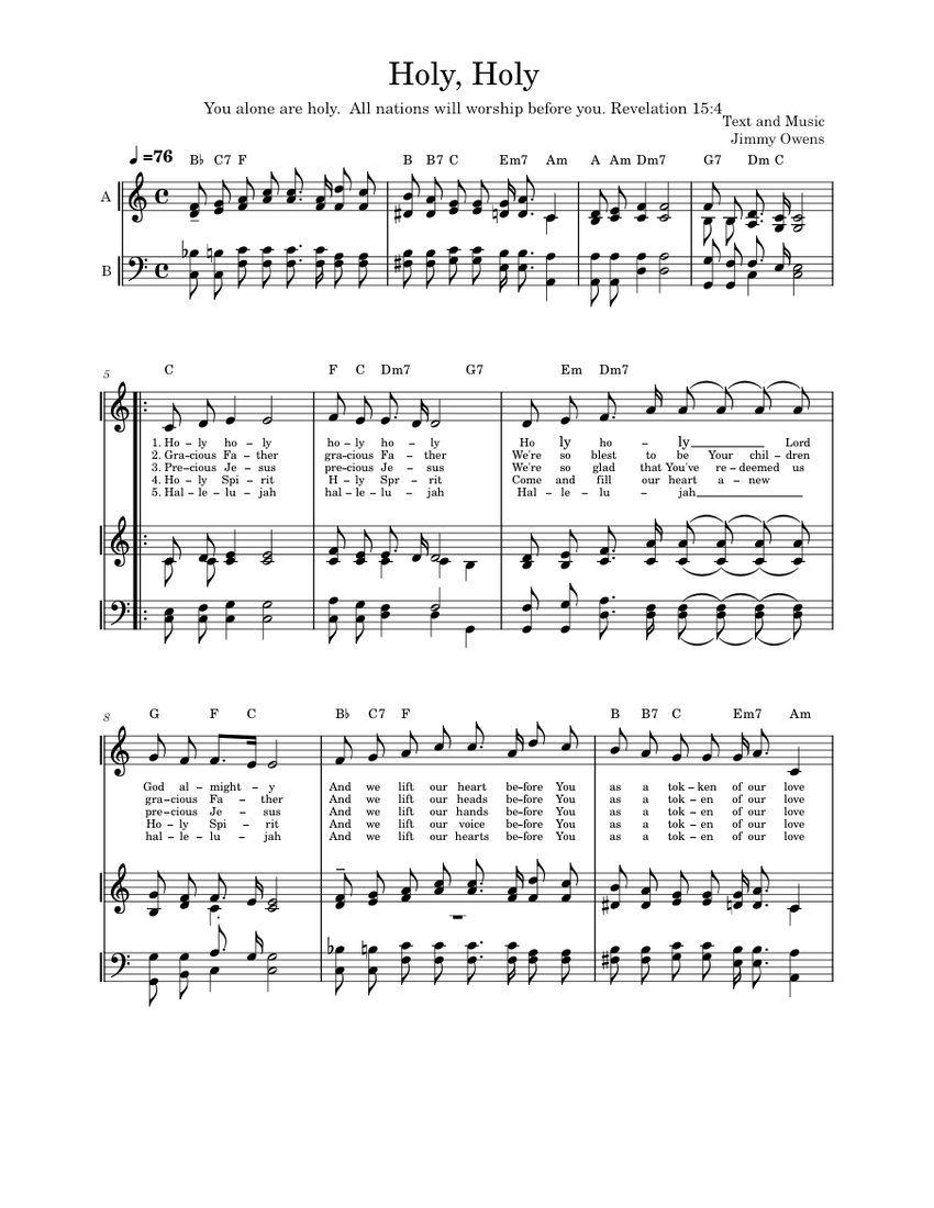 Holy, Holy Sheet Music with Chords for Piano (Mixed Trio) | MuseScore.com