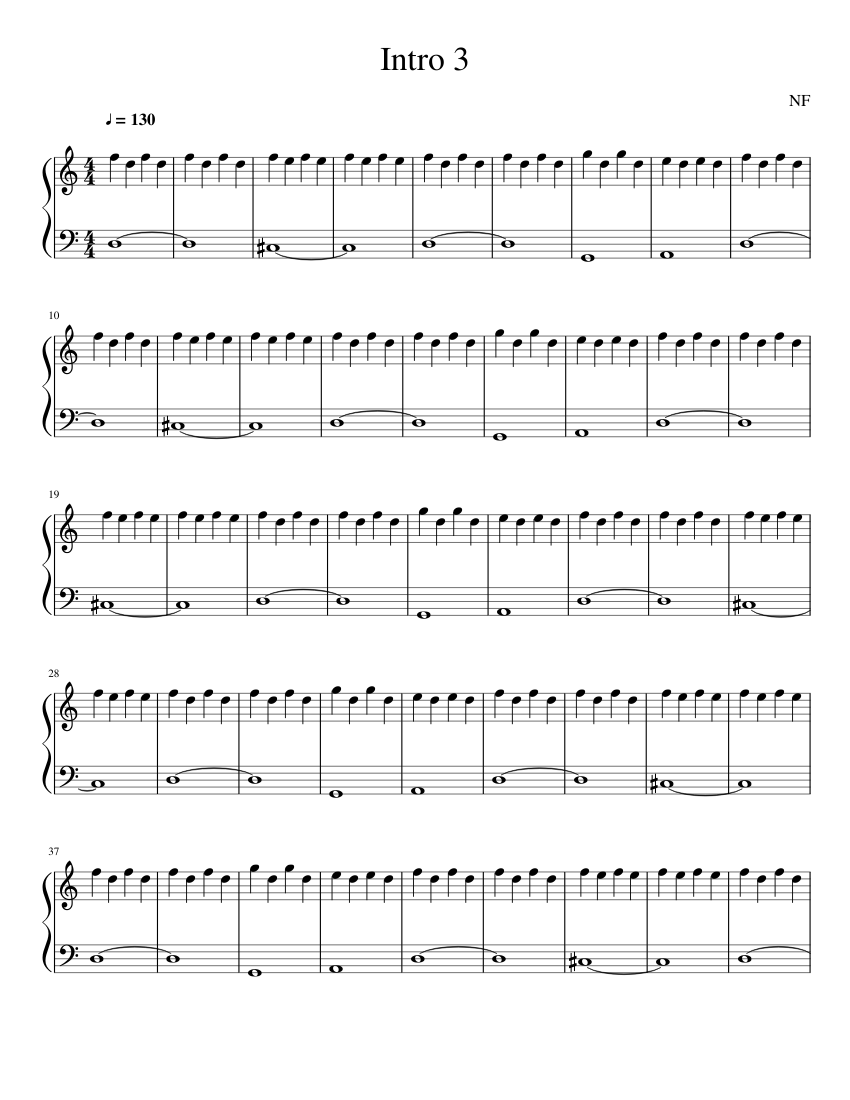 Intro 3 Sheet music for Piano (Solo) | Musescore.com