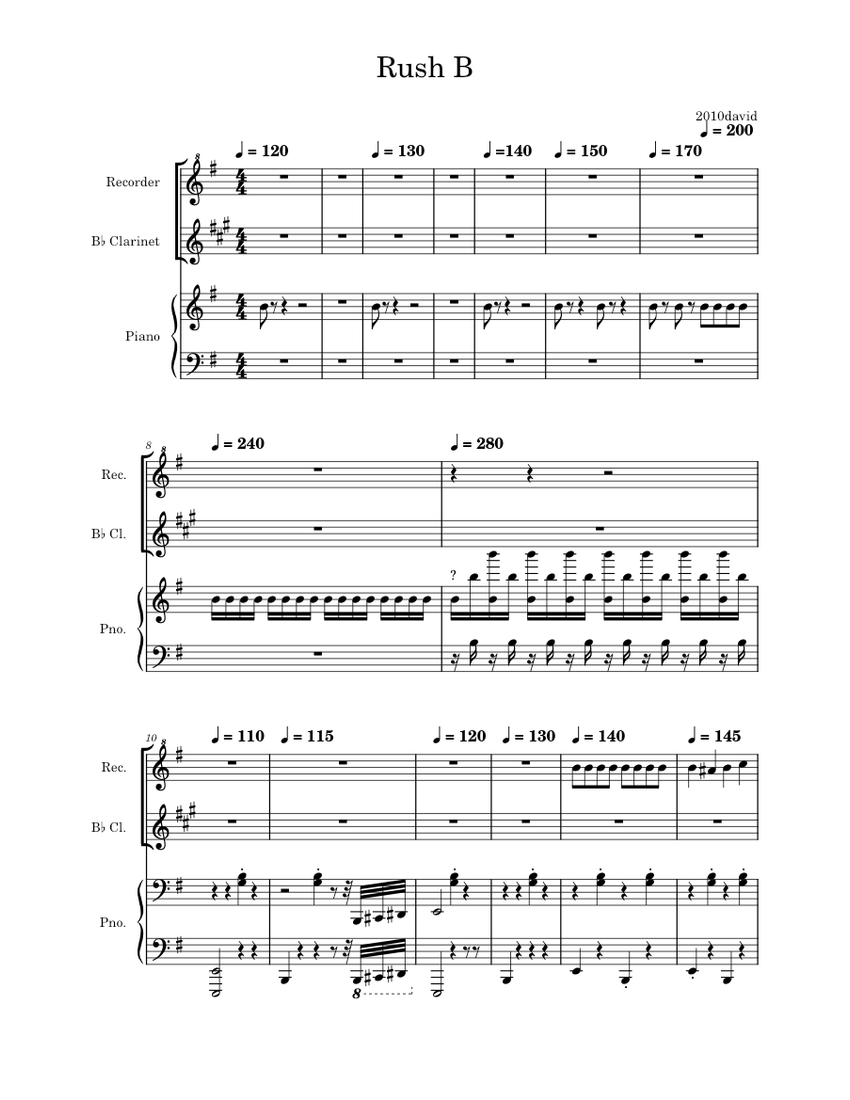 Rush b – Andrew Wrangell Rush B for a piano, a recorder, a clarinet - piano tutorial