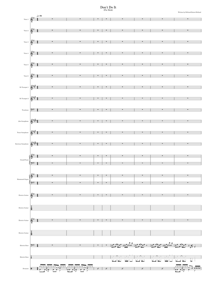 Don't Do It – The Band Sheet Music and Tab with Chords for Piano ...