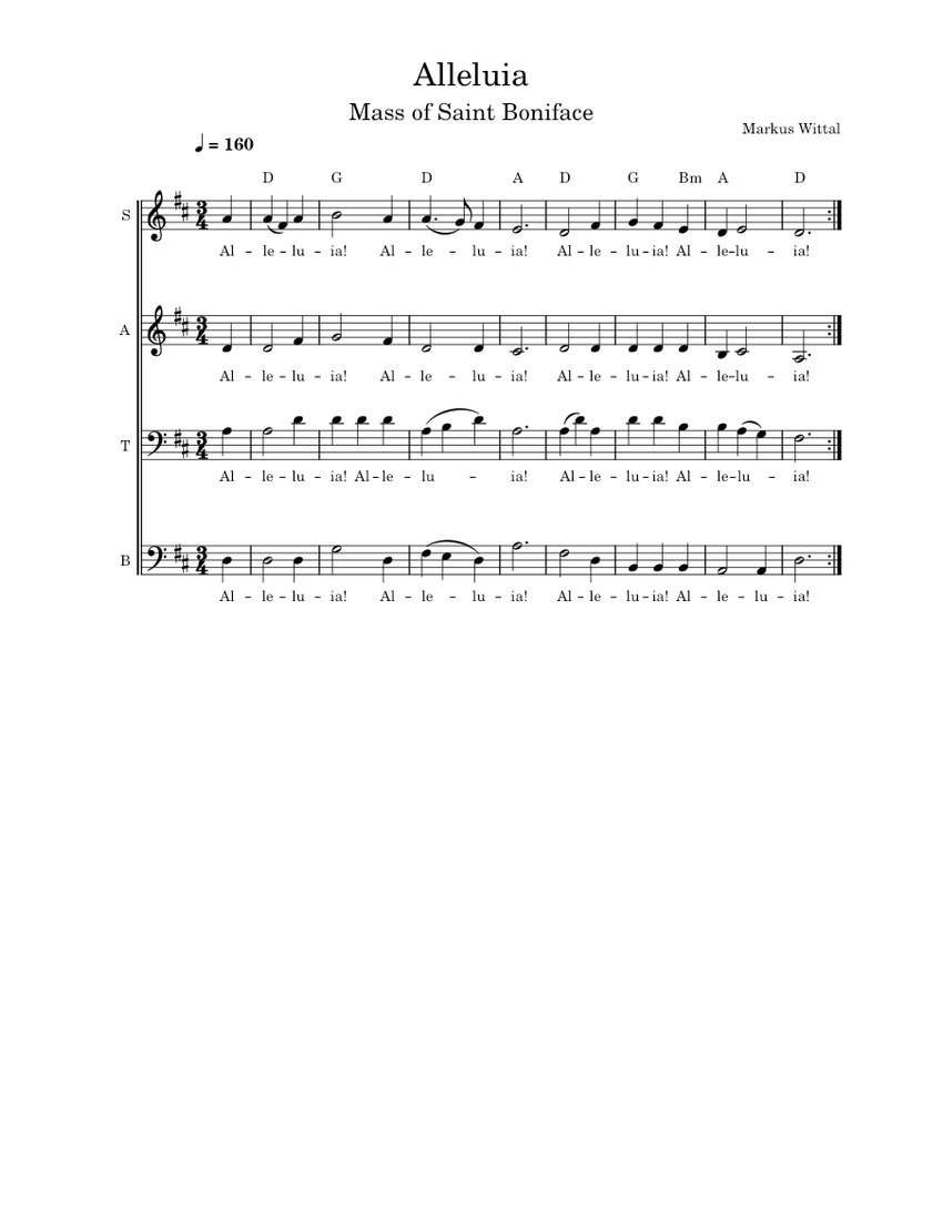 Alleluia - Mass of Saint Boniface – Markus Wittal Sheet Music with ...