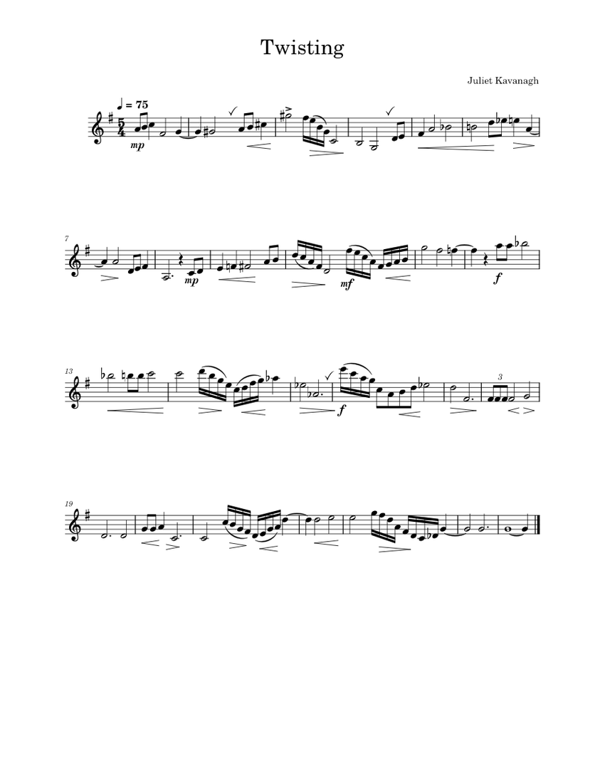 Twisting Sheet music for Clarinet in b-flat (Solo) | Musescore.com