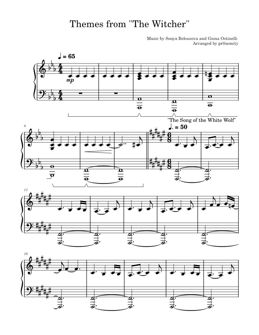 Themes from "The Witcher" Sheet Music for Piano (Solo) | MuseScore.com