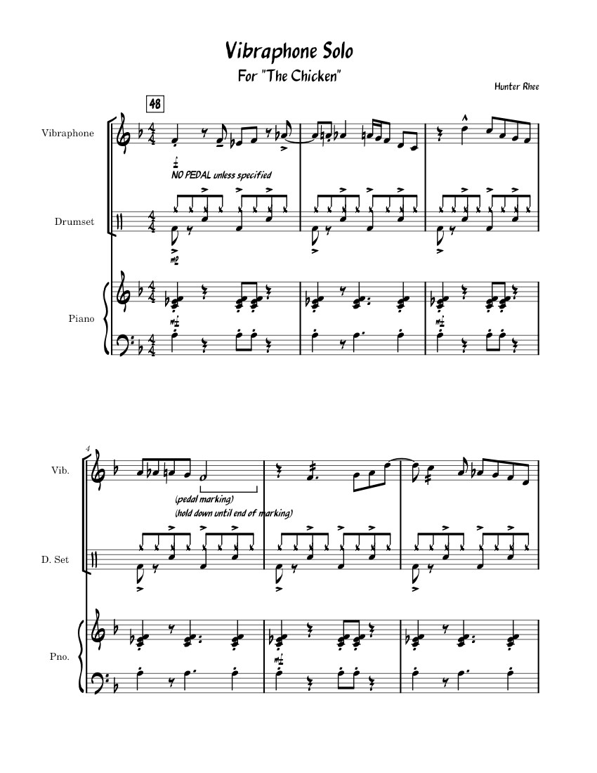 Vibraphone Solo Sheet music for Piano, Vibraphone, Drum group (Solo ...