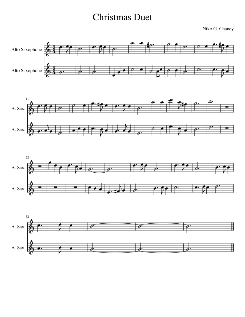 Christmas Duet Sheet Music for Saxophone alto (Woodwind Duet ...