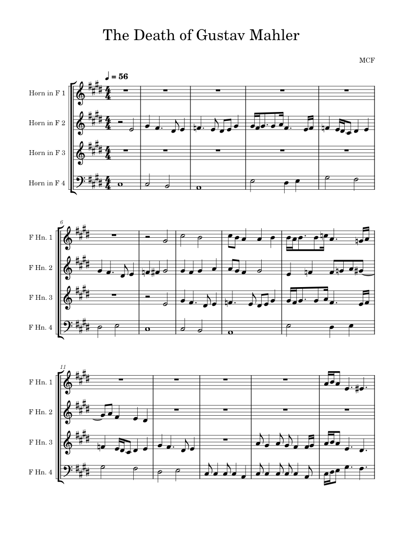 The_Death_of_Gustav_Mahler Sheet music for French horn (Brass Quartet ...
