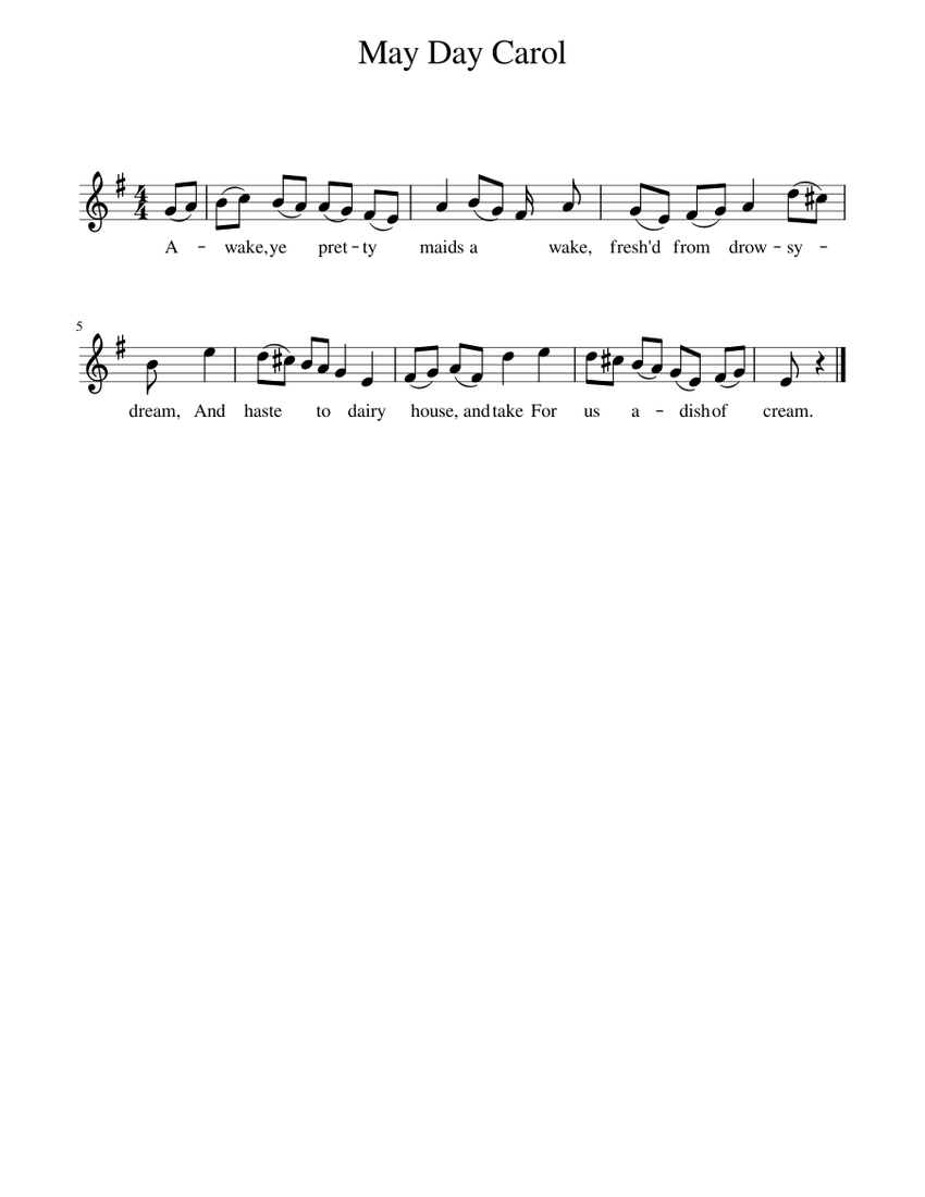May Day Carol Sheet Music for Piano (Solo) Easy | MuseScore.com