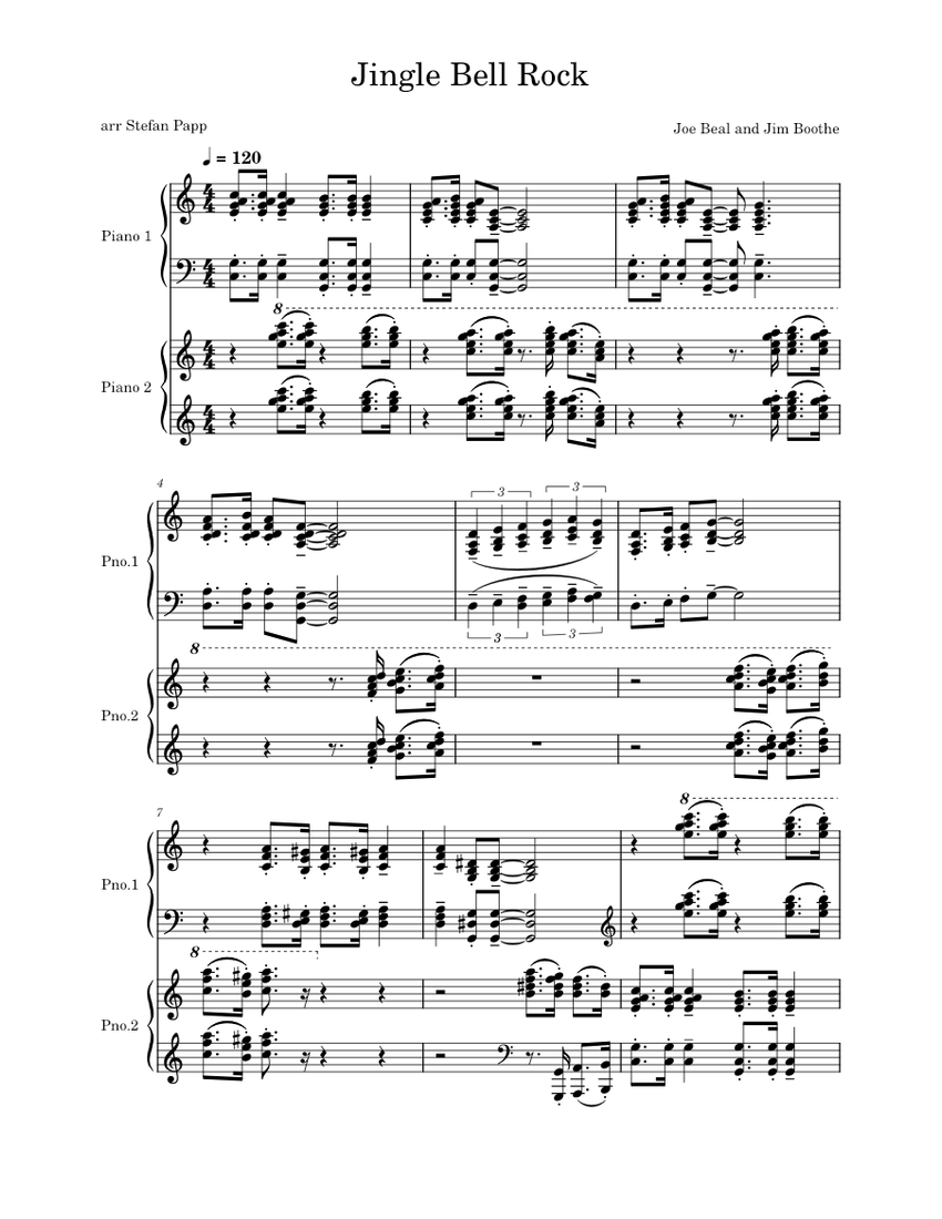 christmas Jingle Bell Rock piano duo 2 Sheet Music for Piano (Piano Duo ...
